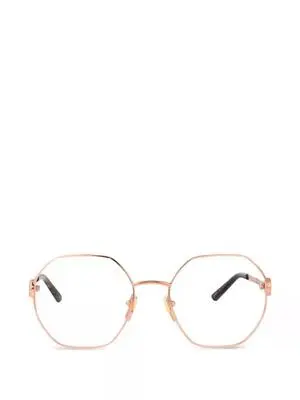 Gucci Geometric Full Rim Eyeglasses - Gold