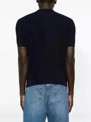 ROBERTO COLLINA Ribbed Pocket Polo Shirt - Blue