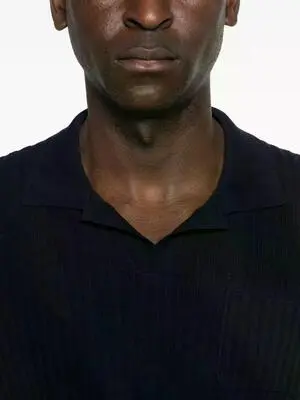 ROBERTO COLLINA Ribbed Pocket Polo Shirt - Blue