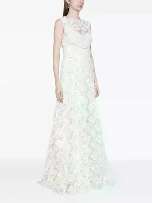 Costarellos Lace Sleeveless Maxi Dress - Neutrals