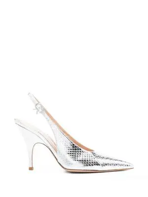 GIANVITO ROSSI Sofia Point Reptile-effect Pumps - Silver