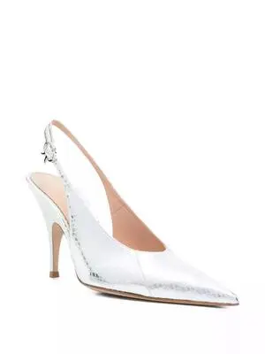 GIANVITO ROSSI Sofia Point Reptile-effect Pumps - Silver