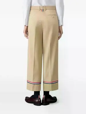 Thom Browne Khaki Beige Cotton Chino Pants With Stripe Trim - Neutrals