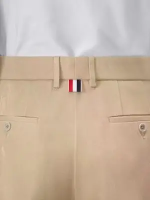 Thom Browne Khaki Beige Cotton Chino Pants With Stripe Trim - Neutrals