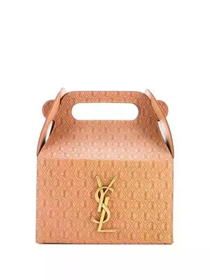 Saint Laurent Take-away Box Bag Monogram Leather Satchel - Neutrals
