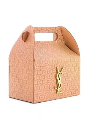 Saint Laurent Take-away Box Bag Monogram Leather Satchel - Neutrals