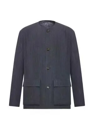 LARDINI Pinstriped Collarless Jacket