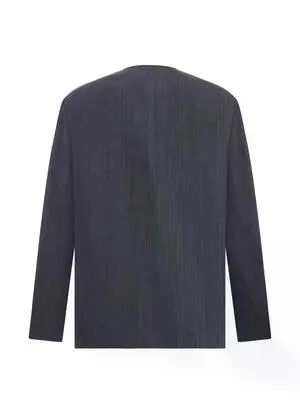 LARDINI Pinstriped Collarless Jacket