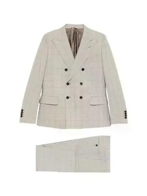 REVERES 1949 Double-breasted Patterned Suit - Neutrals