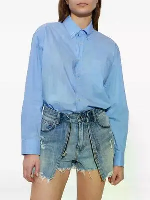Alexander Wang Zip Detail Distressed Denim Shorts