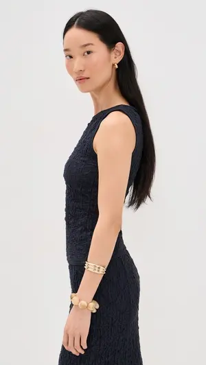Veronica Beard Selah Smocked Tank - Navy