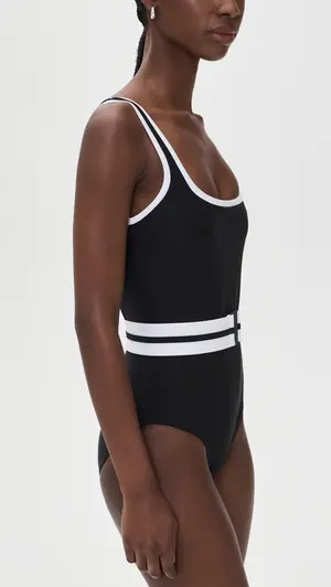 STYLEST Dreamsculpt Piped Square Neck One Piece Swimsuit