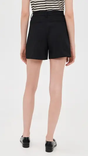 Theory Pleated Linen Shorts - Black