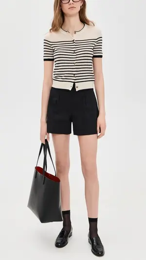 Theory Pleated Linen Shorts - Black