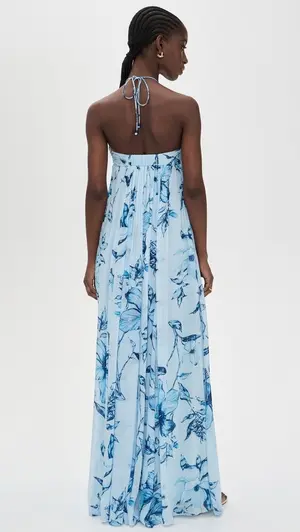 Rococo Sand Strapless Sweetheart Floral Print Maxi Dress