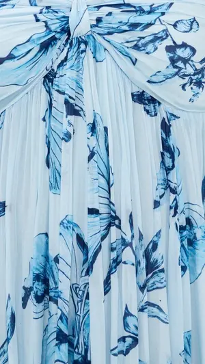 Rococo Sand Strapless Sweetheart Floral Print Maxi Dress