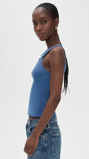 Still Here Snap Tank Top - Blue
