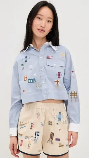 Sea Claira Embroidered Button Down Shirt