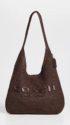 COACH Brooklyn Straw Shoulder Bag - B4/maple