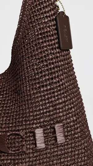 COACH Brooklyn Straw Shoulder Bag - B4/maple