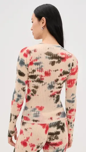 Rodebjer Tie-dye Ribbed Knit Cardigan