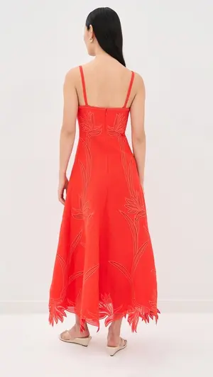 Simkhai Ellery Embroidered Bustier Midi Dress