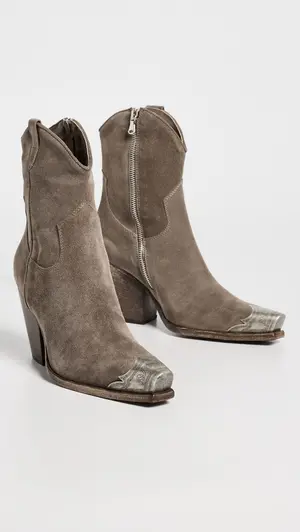 Free People Brayden Western Boots - Taupe Suede