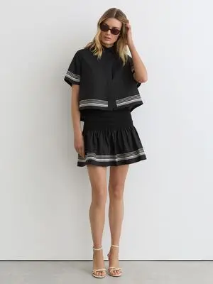 REISS Cotton Stripe-detail Mini Skirt