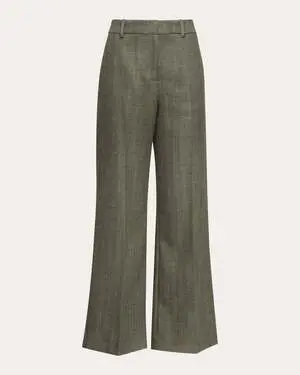 ARGENT Soho Herringbone Wool Creased Trousers - Grey
