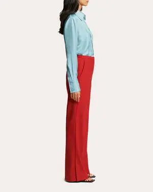 ARGENT Prince Heavy Wool Twill Creased Trousers - Red
