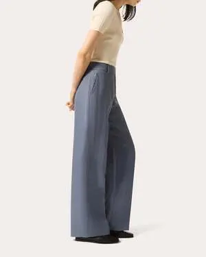 ARGENT Soho Basket Weave Linen Creased Trousers - Blue