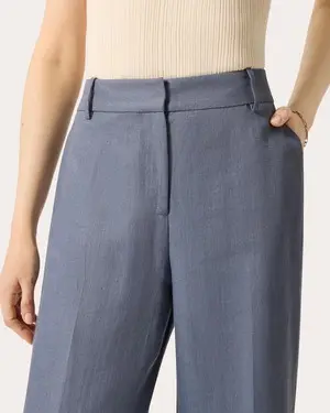 ARGENT Soho Basket Weave Linen Creased Trousers - Blue