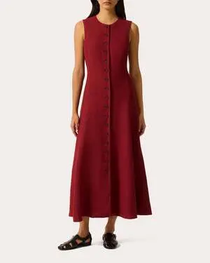 ARGENT Carroll Linen-blend Button Maxi Dress
