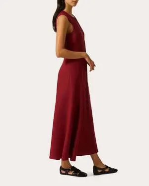 ARGENT Carroll Linen-blend Button Maxi Dress