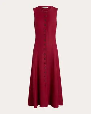 ARGENT Carroll Linen-blend Button Maxi Dress