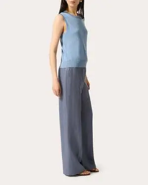 ARGENT Fine Knit Wool-silk Sleeveless Top