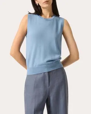 ARGENT Fine Knit Wool-silk Sleeveless Top