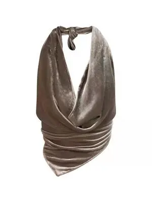 Monse Draped Halter Top - Brown
