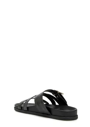 ANCIENT GREEK SANDALS Filipa Textured Patent Leather Sliders - Black