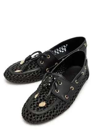 ANCIENT GREEK SANDALS Pliaria Raffia Loafers - Black