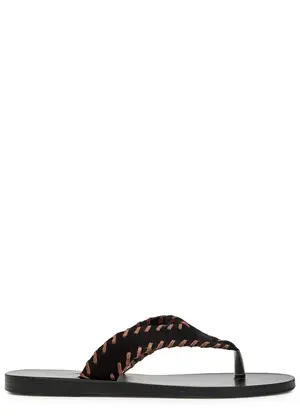 ANCIENT GREEK SANDALS Charys Whipstitch Suede Flip Flops - Black