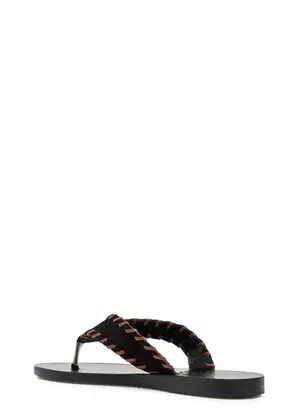 ANCIENT GREEK SANDALS Charys Whipstitch Suede Flip Flops - Black