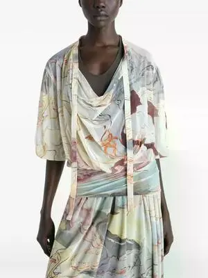 LEMAIRE Draped Floral Print Midi Dress