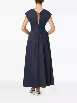 Rosie Assoulin V-neck Pleated Midi Dress - Blue