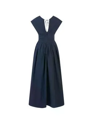 Rosie Assoulin V-neck Pleated Midi Dress - Blue