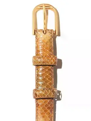 NILI LOTAN Snakeskin Buckle Belt - Neutrals