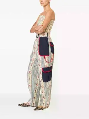 Rosie Assoulin Floral Stripe Pockets Trousers