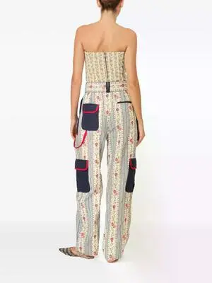 Rosie Assoulin Floral Stripe Pockets Trousers
