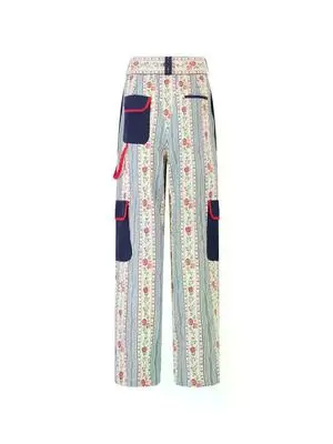 Rosie Assoulin Floral Stripe Pockets Trousers