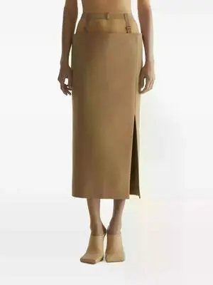 MUGLER Midi Suspended Skirt - Brown